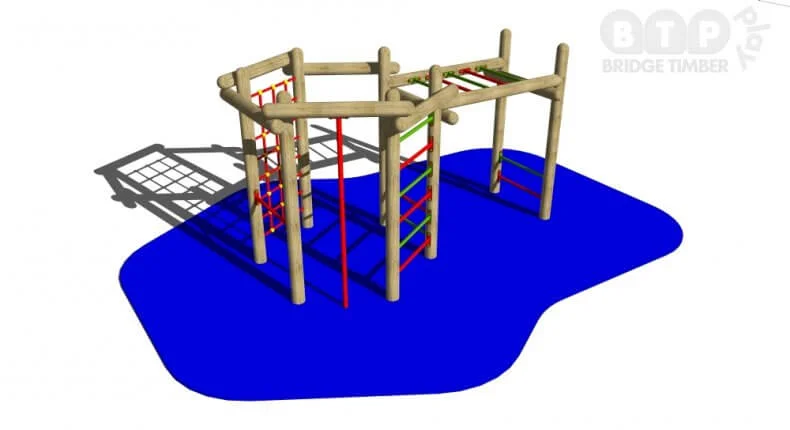 Hexagonal Climber and Monkey Bars - Bridge Timber Play